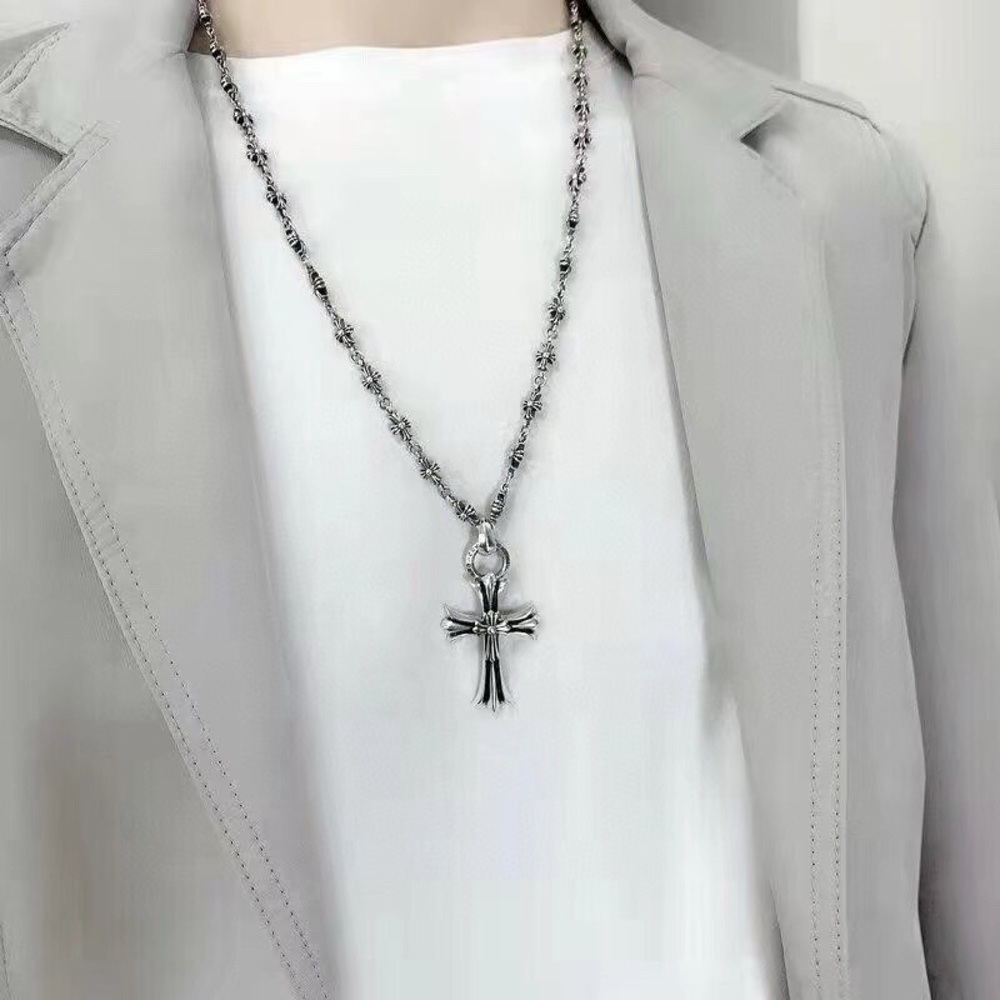 Chrome Hearts Sterling Silver Cross Chain Necklace - Gem